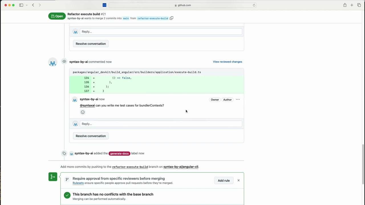 How to interact with an AI code reviewer bot - opening a PR with Syntax ...