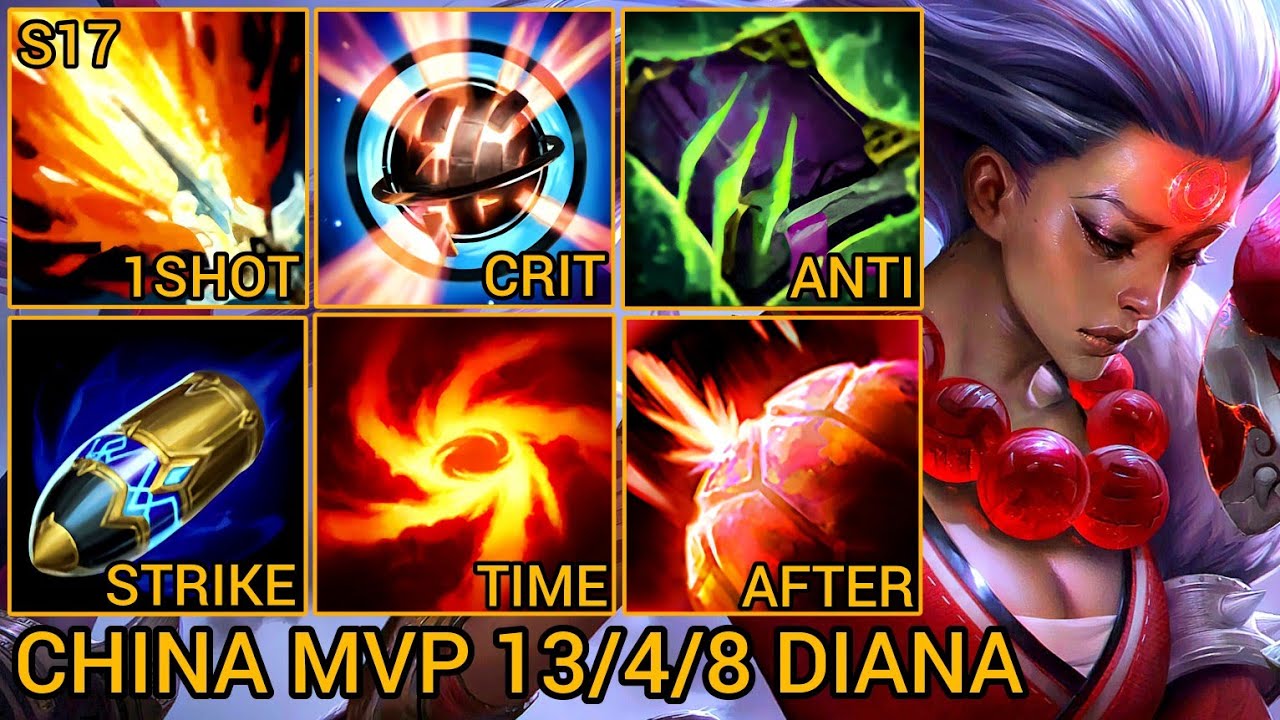 MVP Diana 13/4/8 Jungle - China Server Wild Rift Best High Tier New Build Season 17 - YouTube