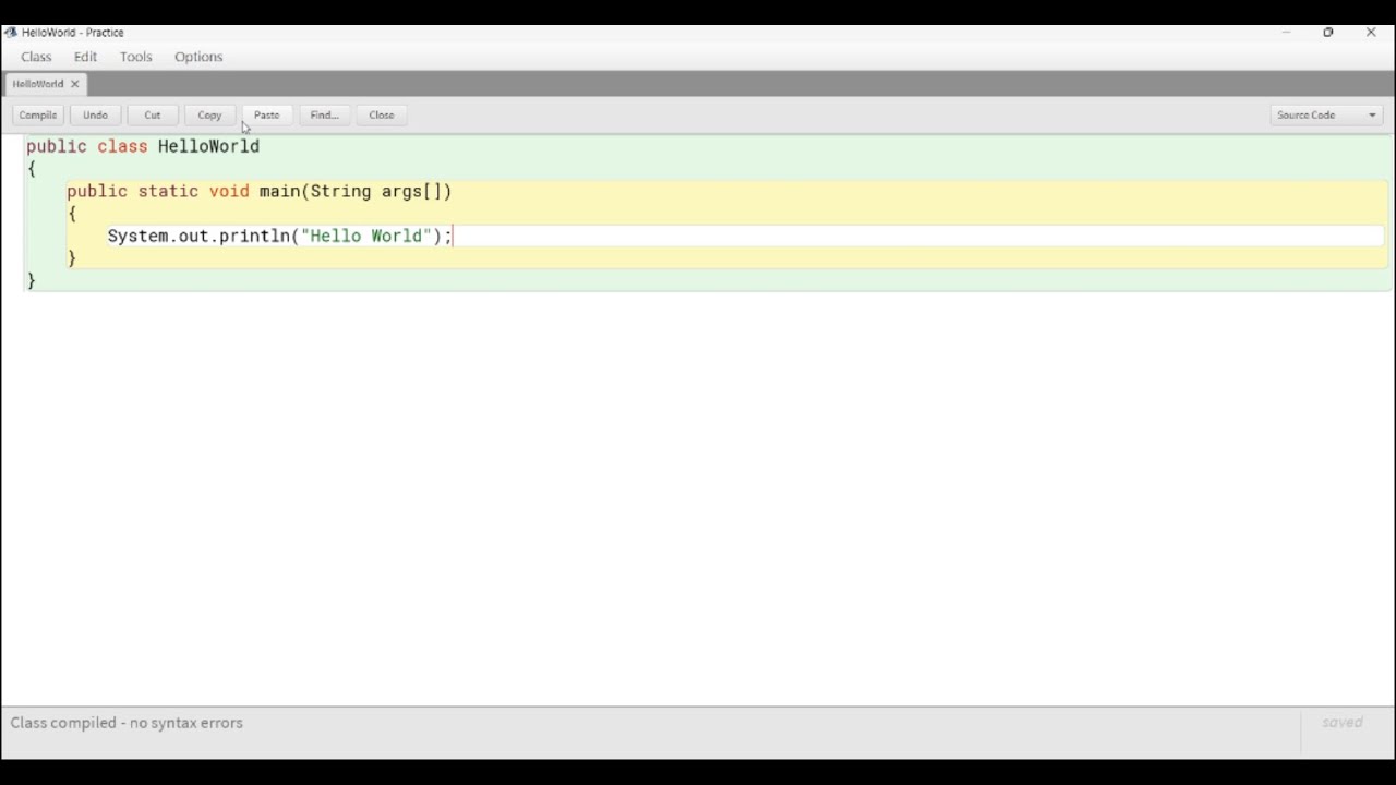 Hello World Computer Program Java Bluej Youtube 1391