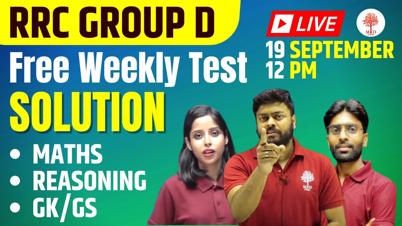 RRC GROUP D (18 Sep) Mock Test Complete Solution || Sunday 12 PM से ...