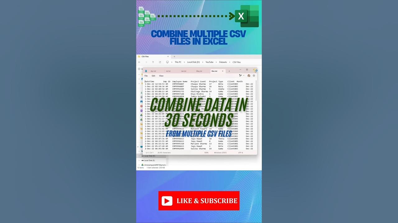 #excel How to Import & Combine Multiple CSV Files in Excel in 30 Seconds #shorts - YouTube