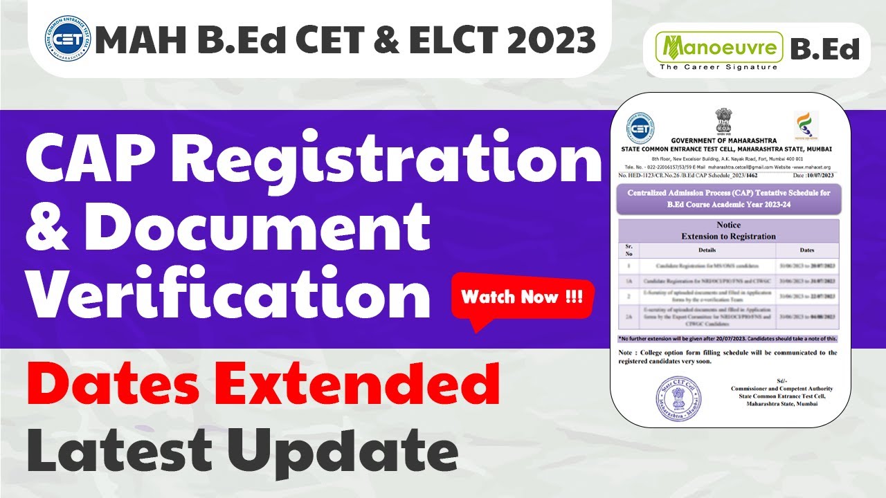 MAH B.EDCET & ELCT 2023 - CAP Registration & Document Verification ...