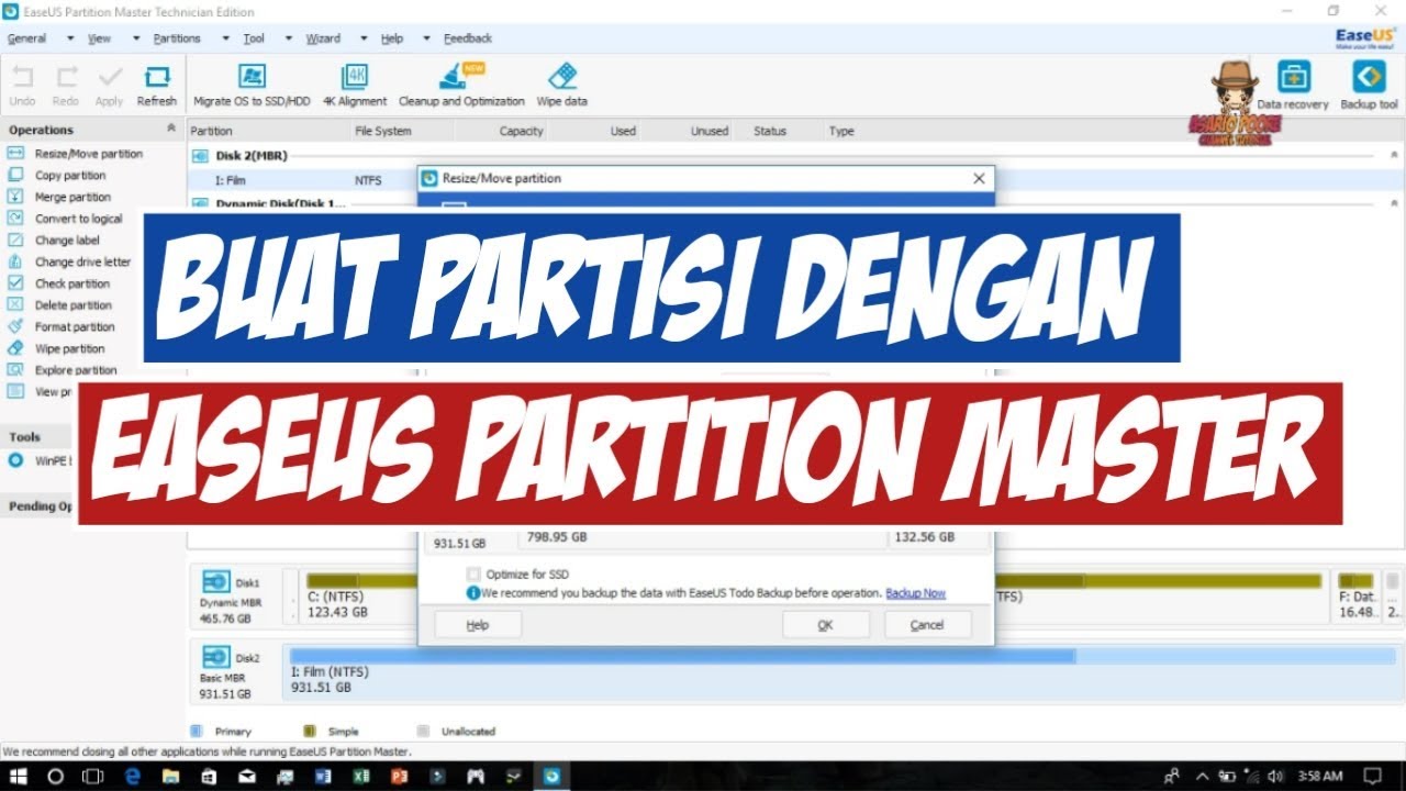 Cara Membuat Partisi Menggunakan Aplikasi EaseUS Partition Master - YouTube