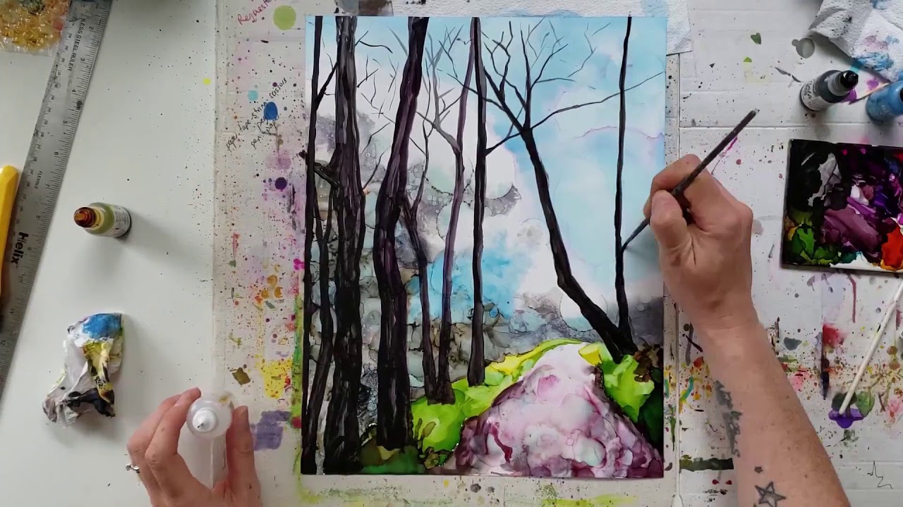 How to: Landscapes in ALCOHOL INK - YouTube