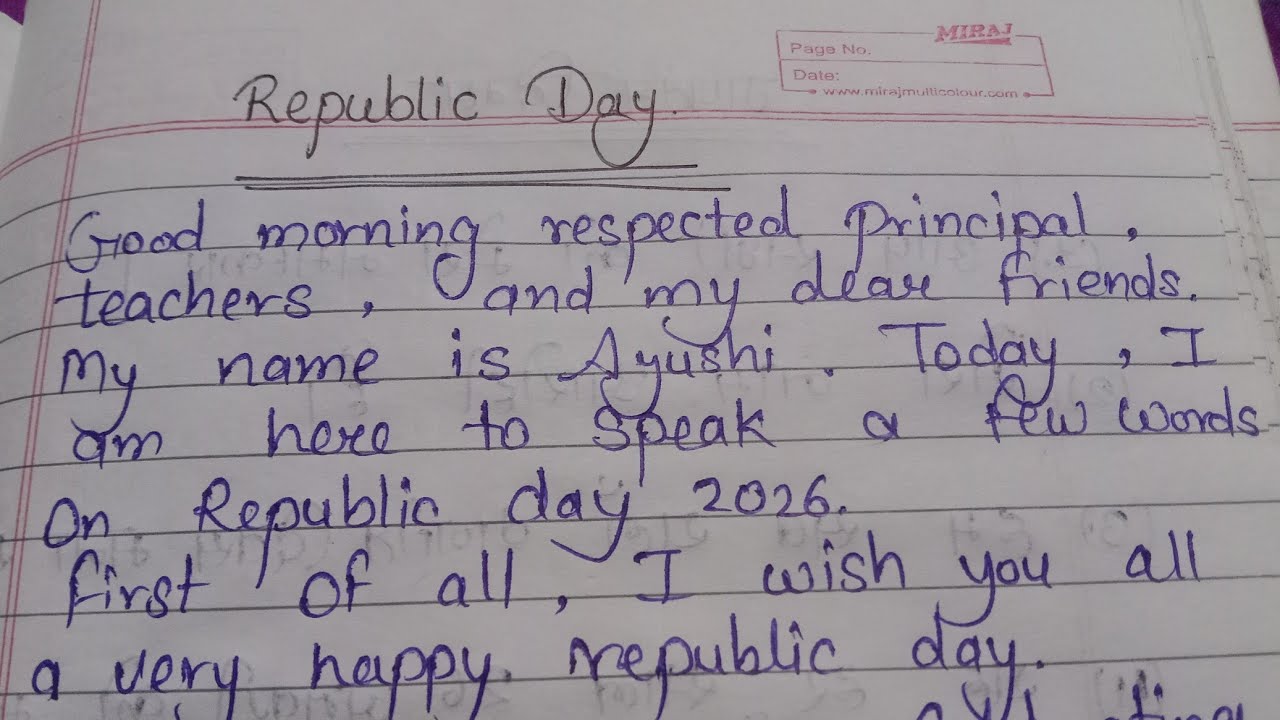 Republic Day speech|| 26 January speech in English|| short speech for ...