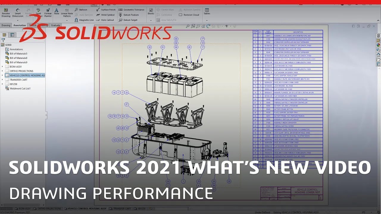 SOLIDWORKS 2021 What's New Video - Drawing Performance - YouTube