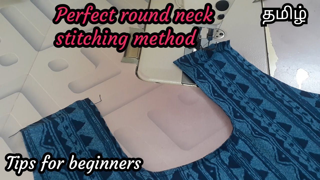Perfect round neck stitching method using cross piece | Tips for ...