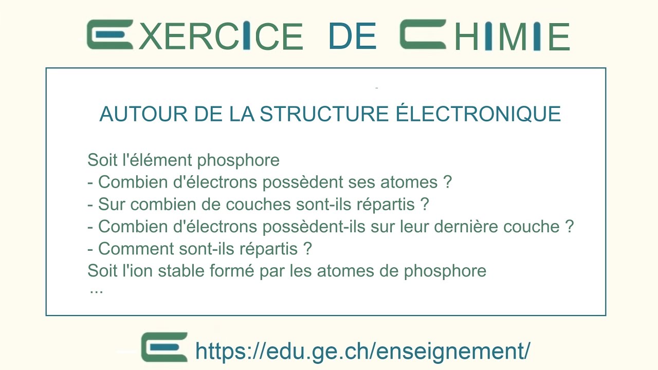 1C4Db Structure électronique d'un atome et d'un ion (exemple d'exercice et sa résolution) - YouTube