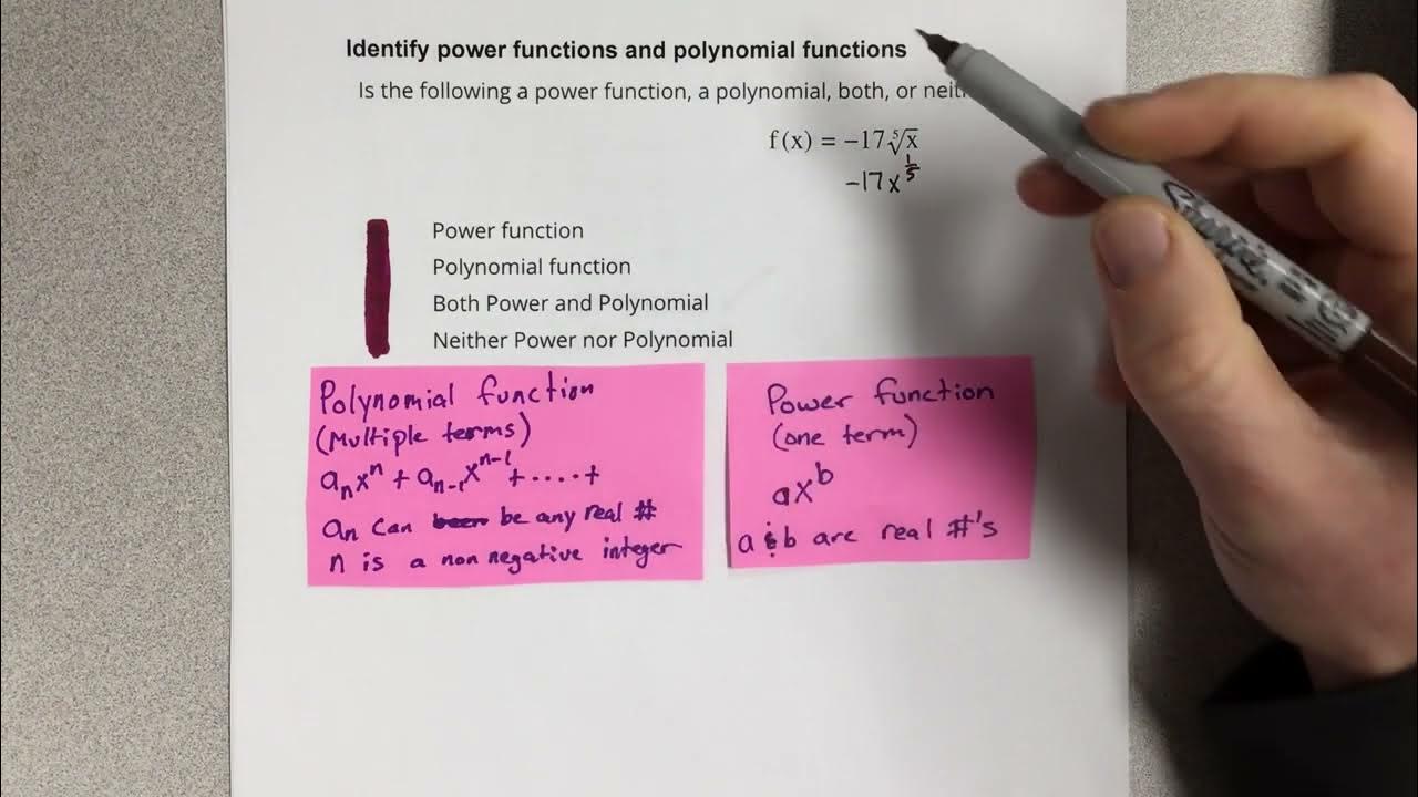 Identify power functions and polynomial functions - YouTube