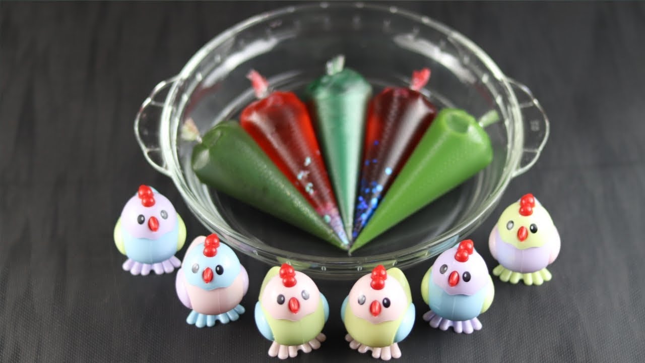 Making crunchy slime with piping bags and angry bird toys #28 ...