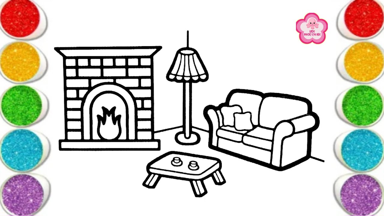Sofa, Living room, Lounge drawing coloring painting for kids - YouTube