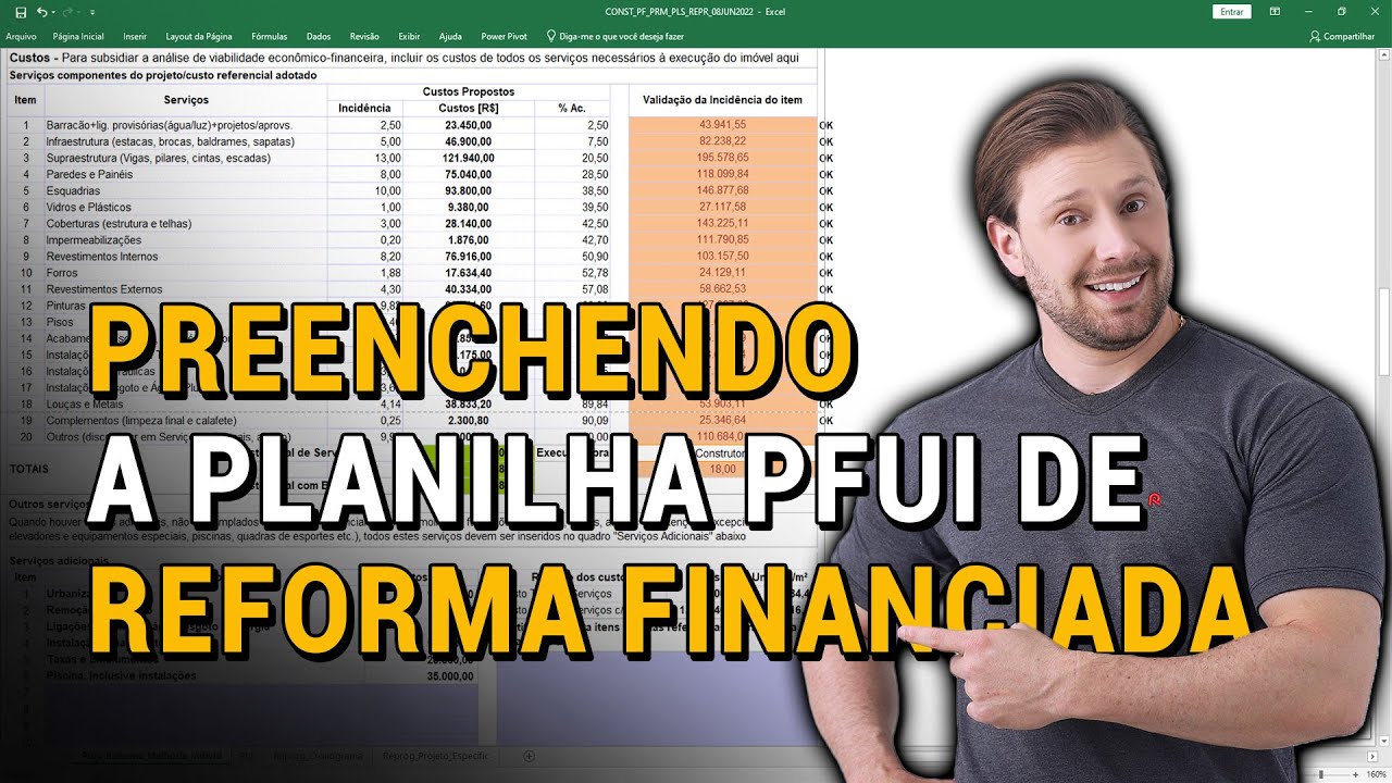 COMO PREENCHER a PLANILHA PFUI para AMPLIAÇÃO e REFORMA FINANCIADA na ...