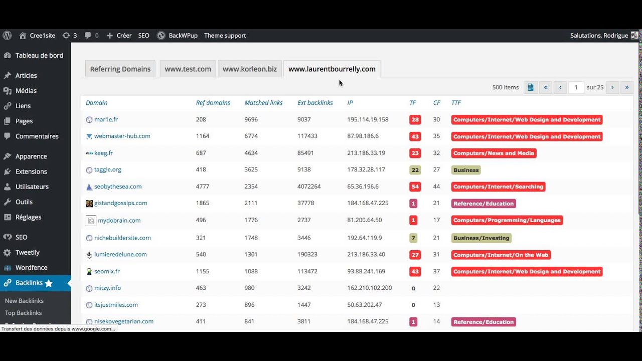 Wp backlinks : Plugin pour surveiller vos backlinks - YouTube