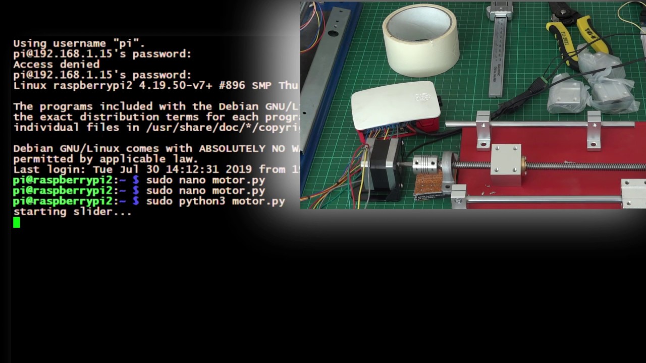 Raspberry Pi Projects - Testing NEMA 17 Stepper with Lead screw - YouTube