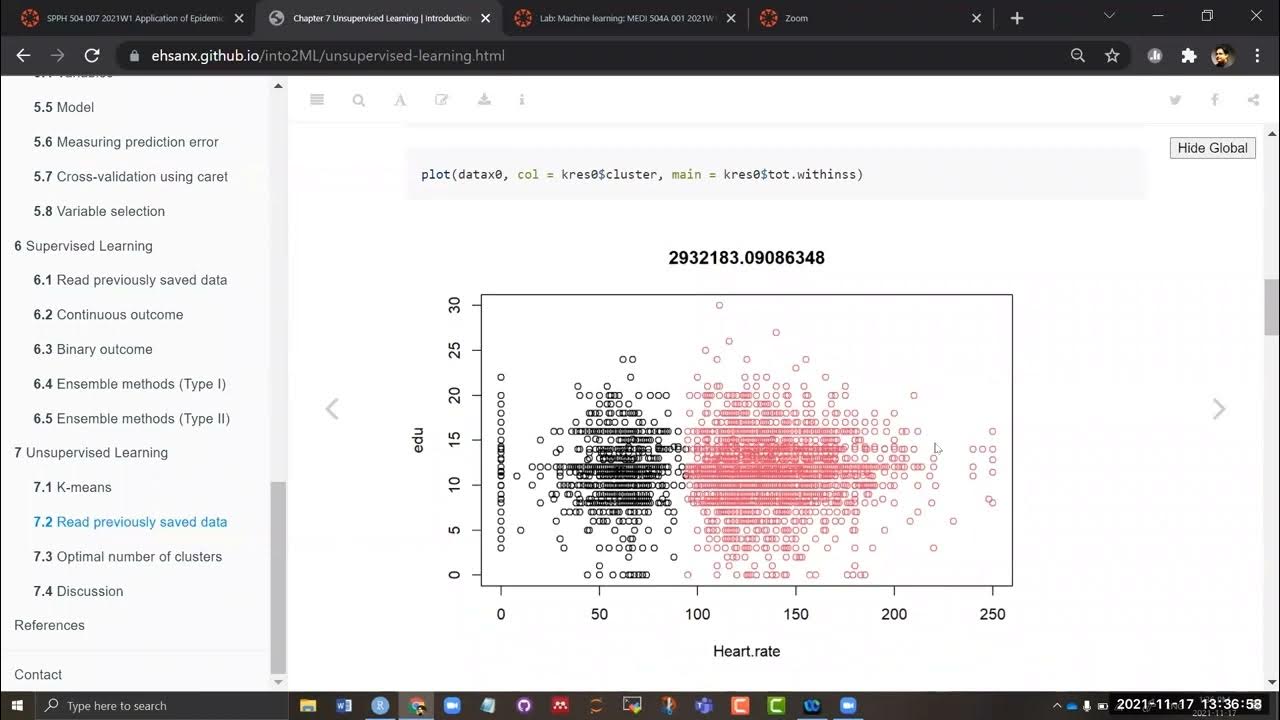 Unsupervised Learning: K-means, Optimal number of clusters, choose different initial means ...