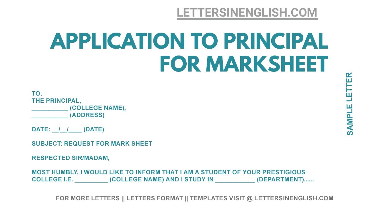 Application To College Principal For Mark Sheet Application To application-to-college-principal-for-mark-sheet-application-to