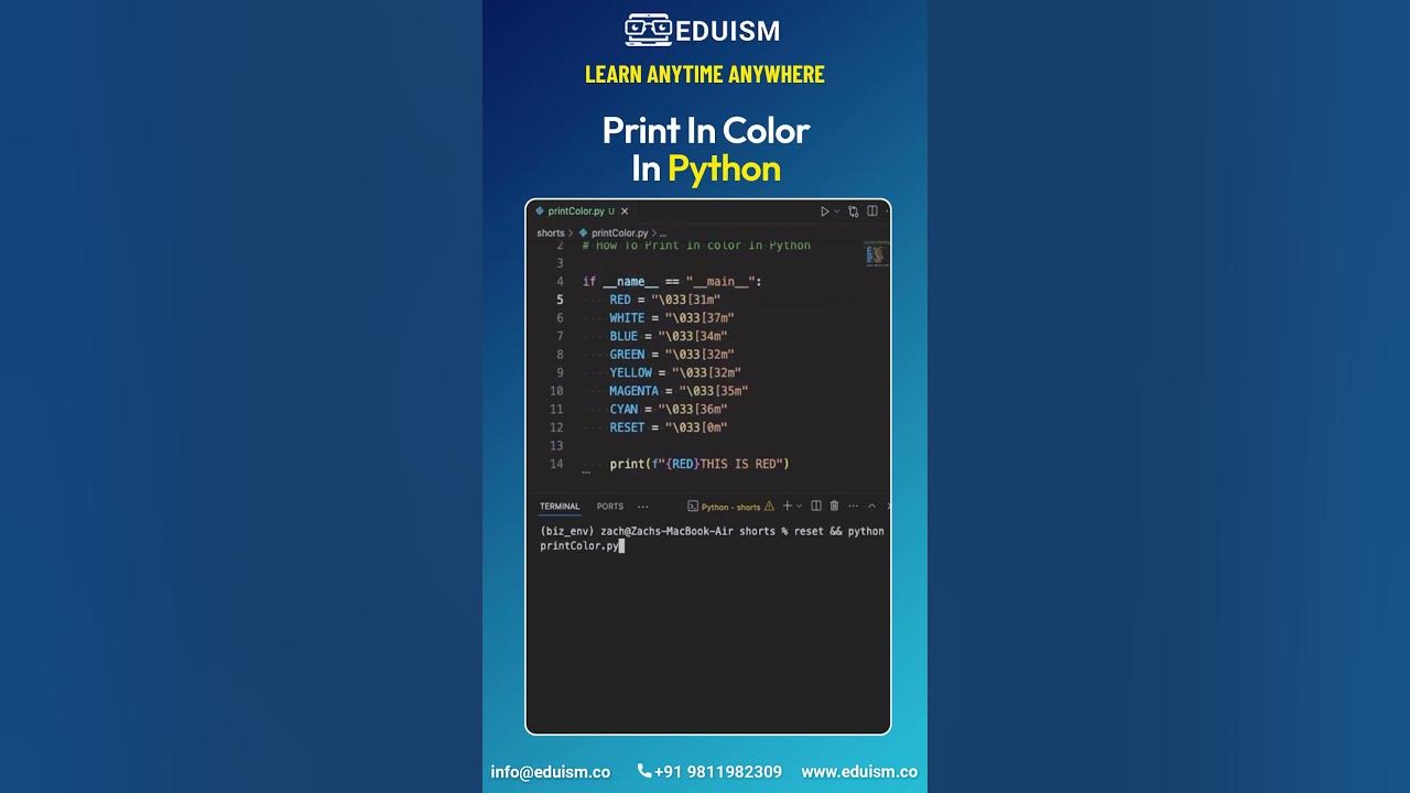 Print In Color In Python Python Ai Ml Pythonwebdev Pythonprogramming Webdev Css Html 