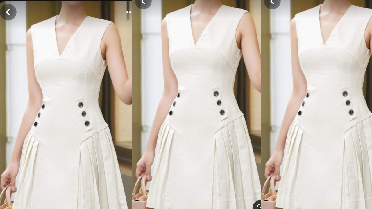 How to cut and sew an A-line gown with side pleats details pattern|Step ...