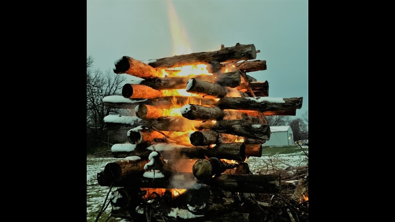 Massive Log Bonfire - YouTube