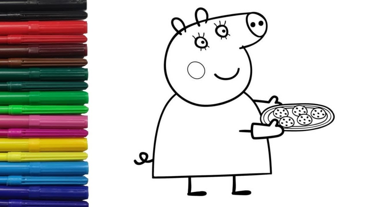 Desenhando e colorindo Mamãe Pig para crianças | Drawing and coloring ...
