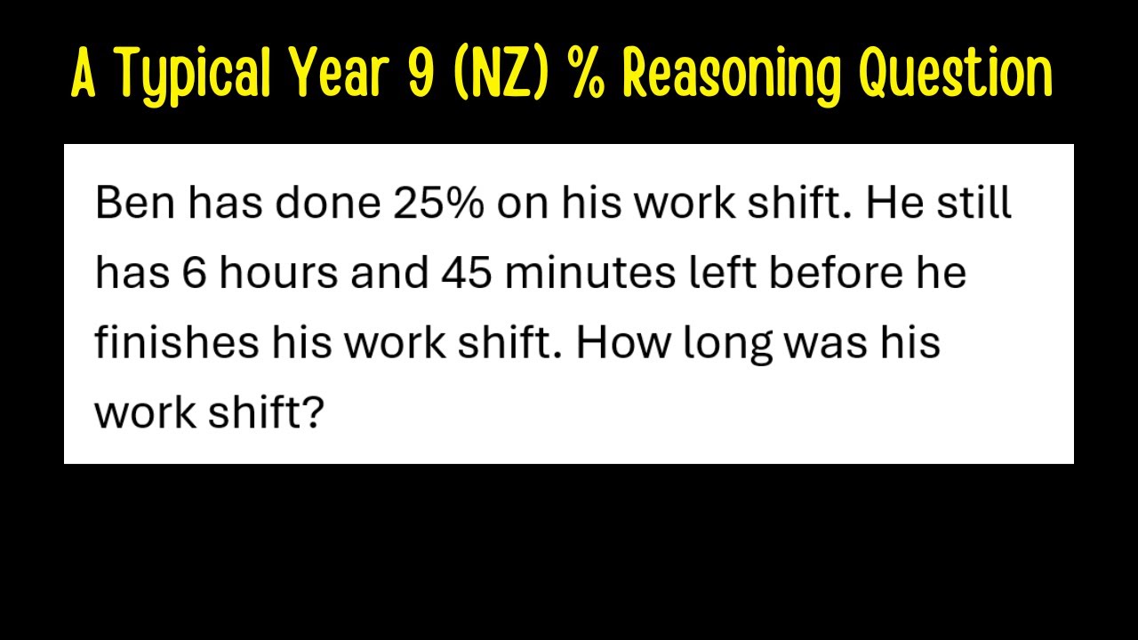 A Typical Year 9 Percentage Reasoning Question.(NZ). - YouTube