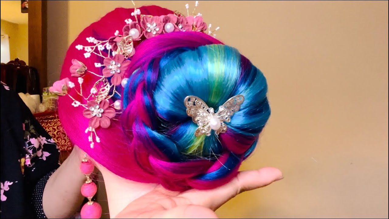 ASMR / SIMPLE BUN HAIRSTYLE WITH CUTE FLOWERS ACCESSORIES/ RELAXATION ...