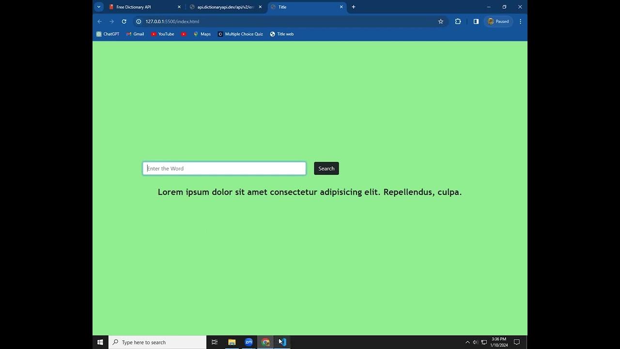 DICTIONARY APP USING API | JAVASCRIPT - YouTube