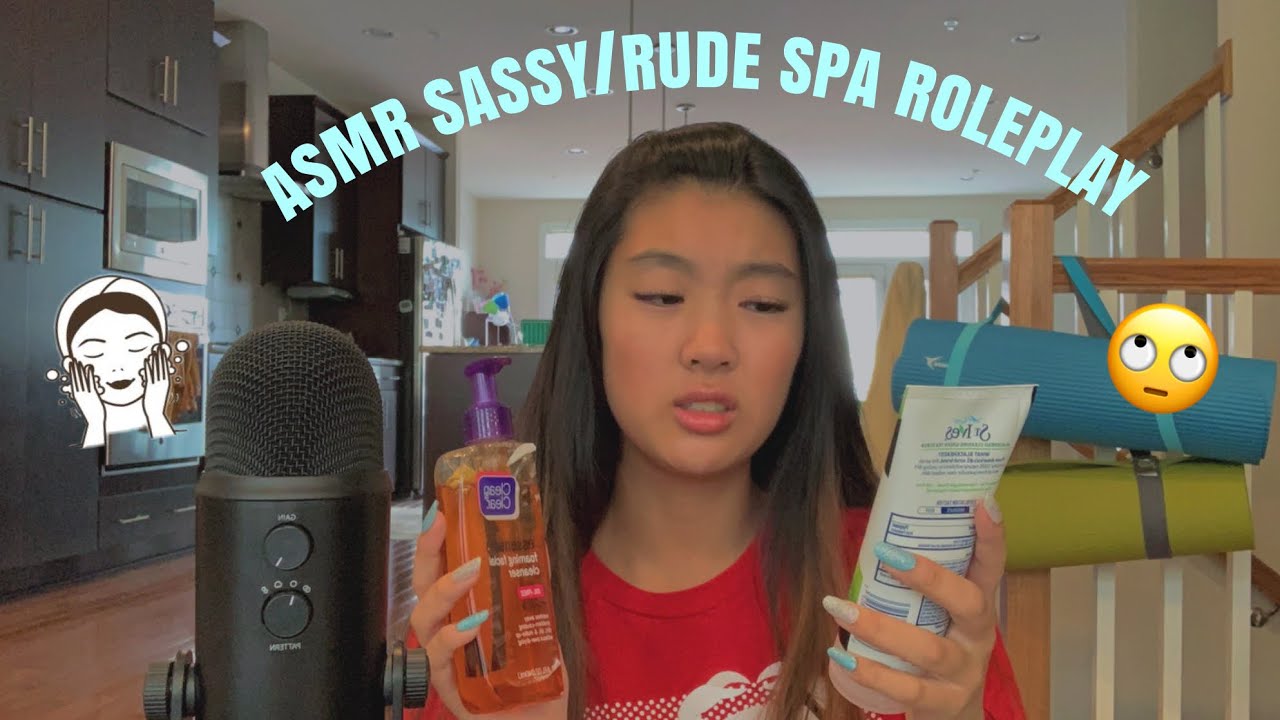 ASMR SASSY & RUDE SPA ROLEPLAY (whispering, tapping w/ long nails ...