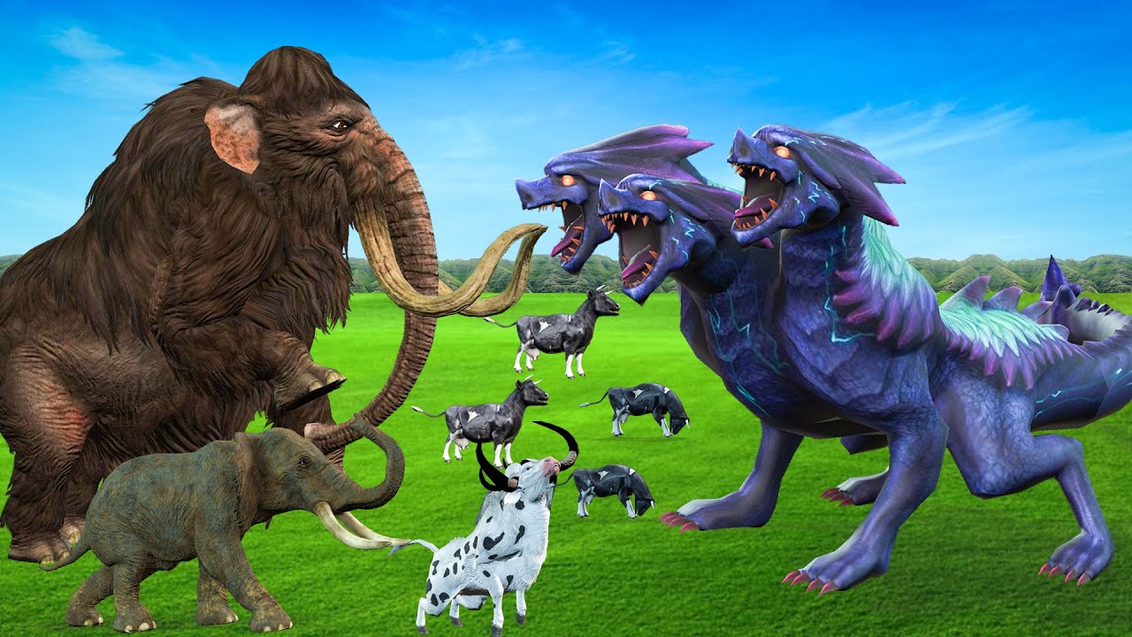 Woolly Mammoth Vs Three Head Dragon Attack Big Elephant Saves Cow ...