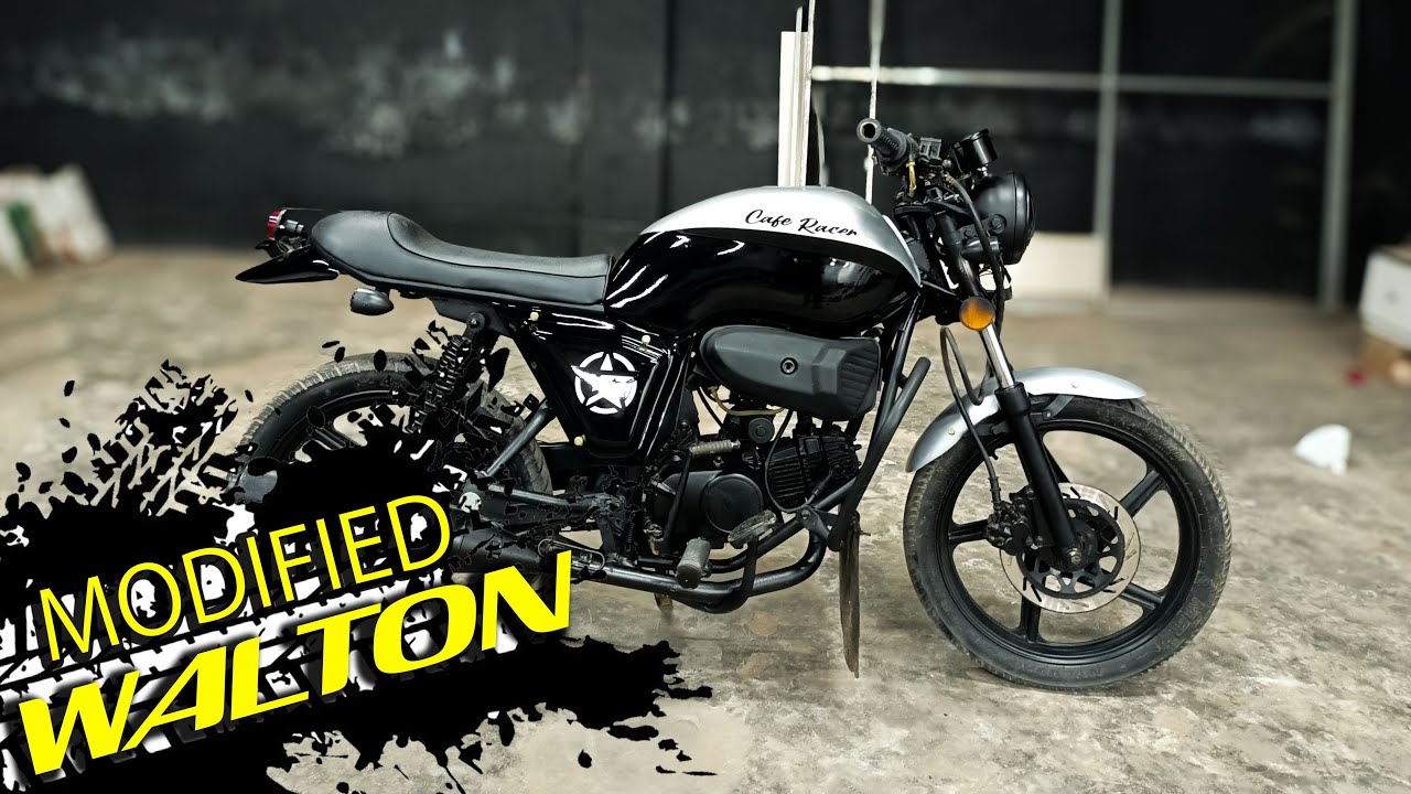 Modified walton fucsion 100cc bike to cafe racer style.. - YouTube
