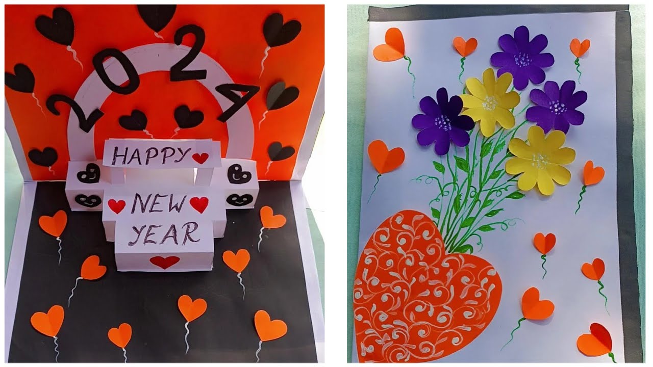Happy new year greetings card. easy card for new year. beautiful card ...