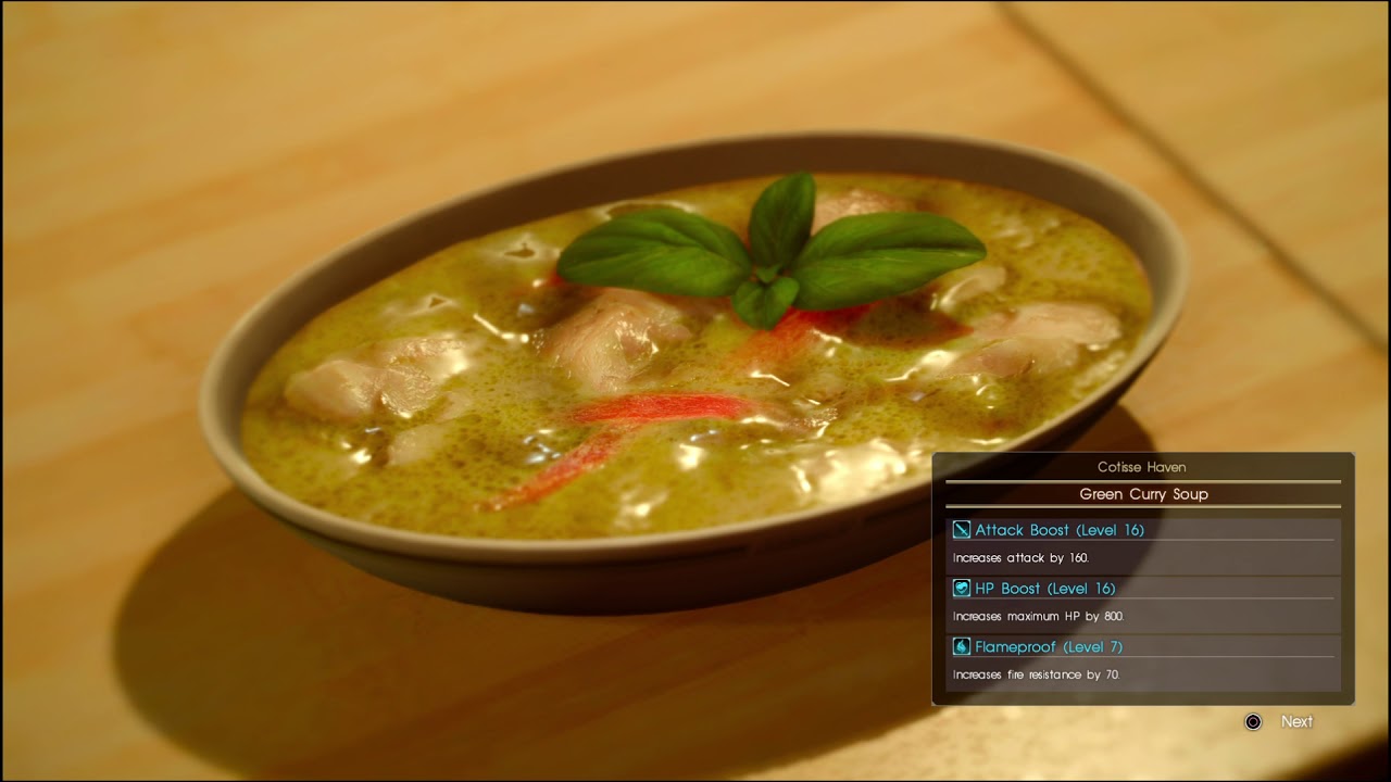 Final Fantasy XV Recipe - Green Soup Curry - YouTube