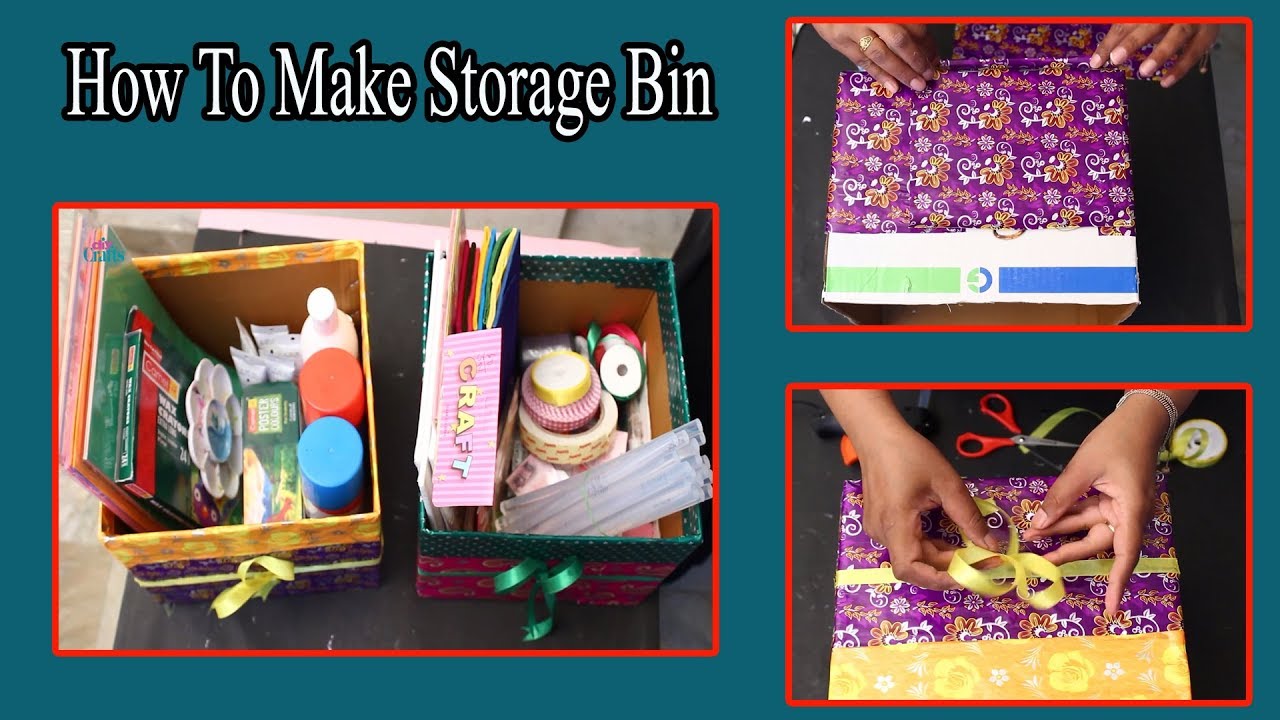How To Make Storage Bin With Cardboard Box | DIY Crafts - YouTube