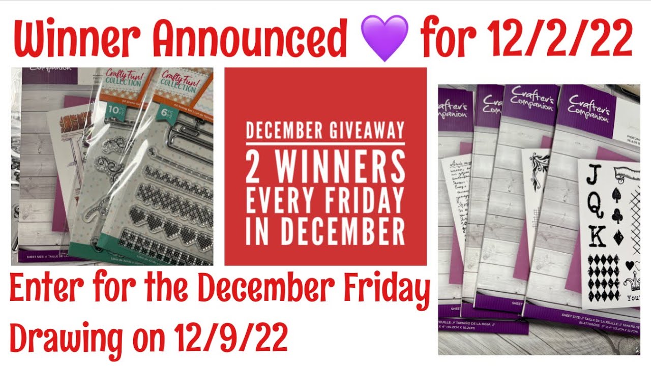 Closed Winner Announced 💜 for 12/2/22 & December Friday Drawing on 12/9 ...