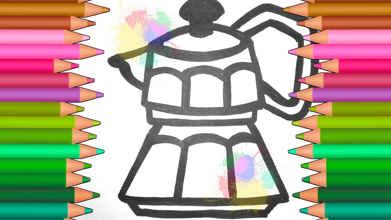 HOW TO DRAW A COFFEE POT \ CÓMO DIBUJAR UNA JARRA DE CAFÉ \ COMMENT ...