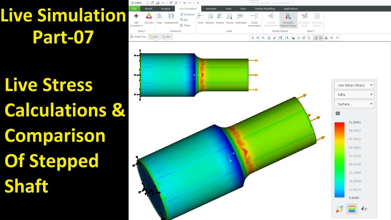 #07 Creo Live Simulation- Live Stress Calculations & Comparison Of ...