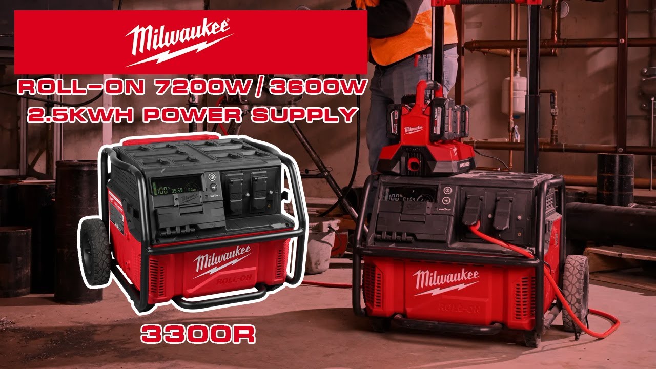 Milwaukee ROLL ON 7200W 3600W 2 5kWh Power Supply - YouTube