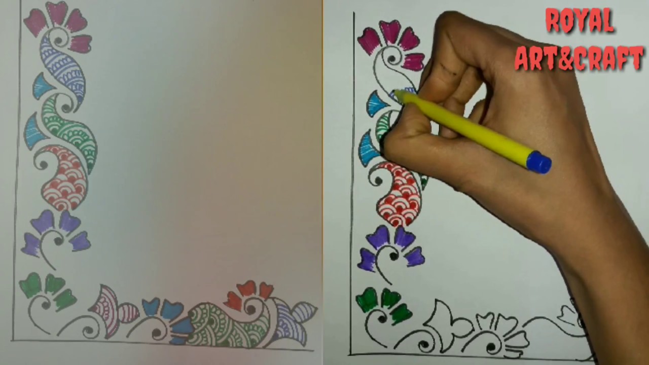 Corner Art Design For Project | How to make border corner design for ...