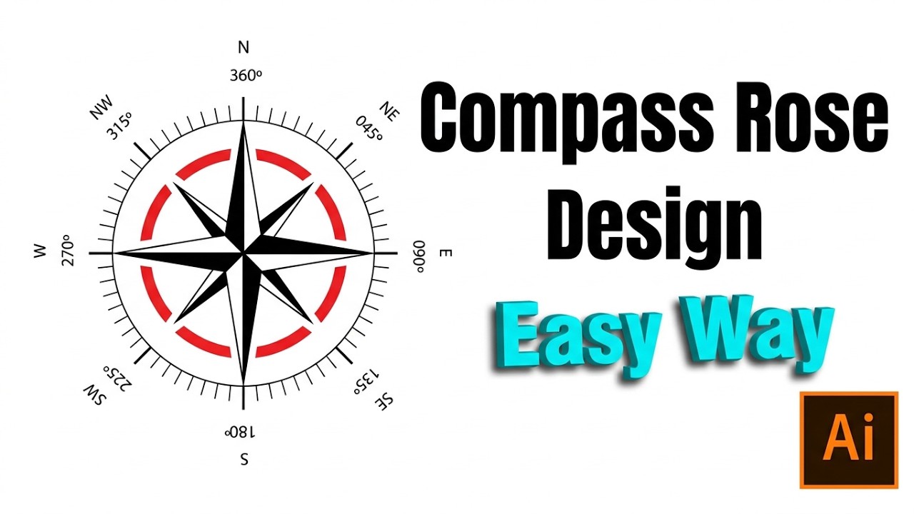 Compass Rose Design In Illustrator | Compass Rose Make Illustrator ...