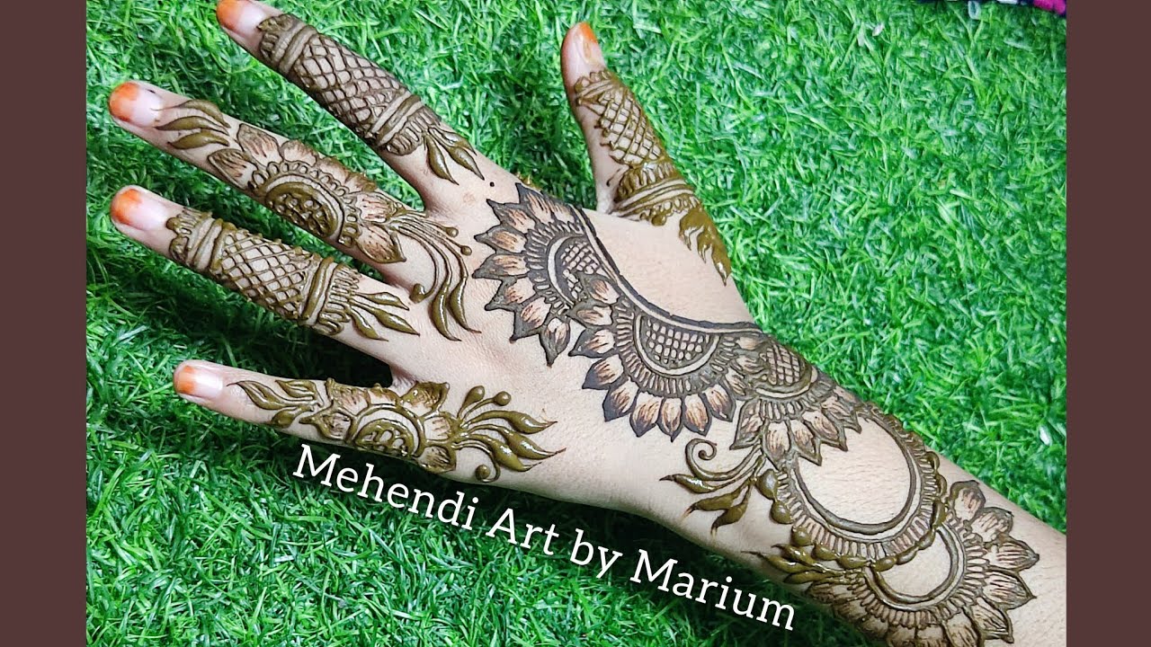 Easy and simple sunflower 🌻 mehndi design back hand | mehndi ki design ...