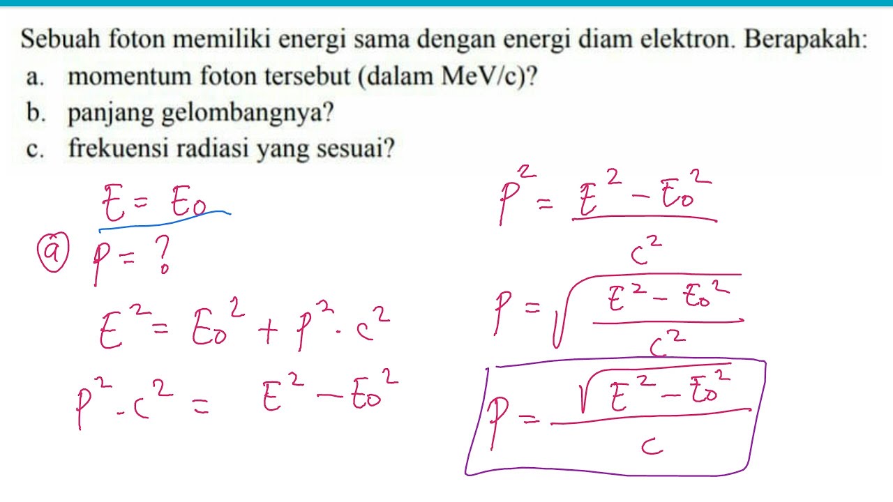 menghitung momentum foton, panjang gelombang dan frekuensi foton - YouTube