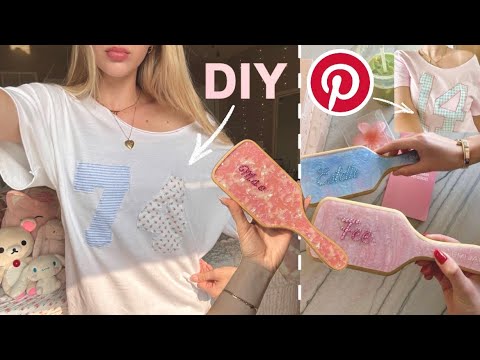 PINTEREST DIYs 🐚🍧 patchwork shirt, custom hairbrush, phone charm + sticker collage case! 𓆉°❀