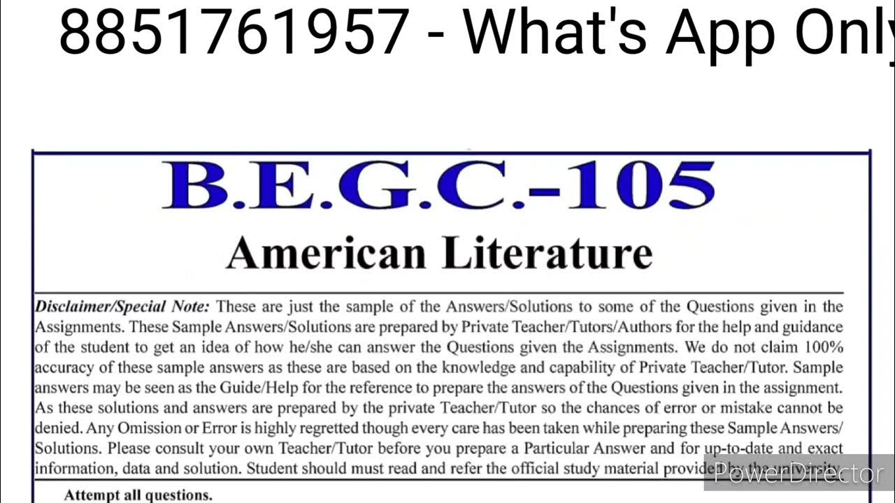 BEGC 105 Solved Assignment 2022-23 | BEGC 105 Solved Assignment 2022-23 PDF | BEGC 105 English ...