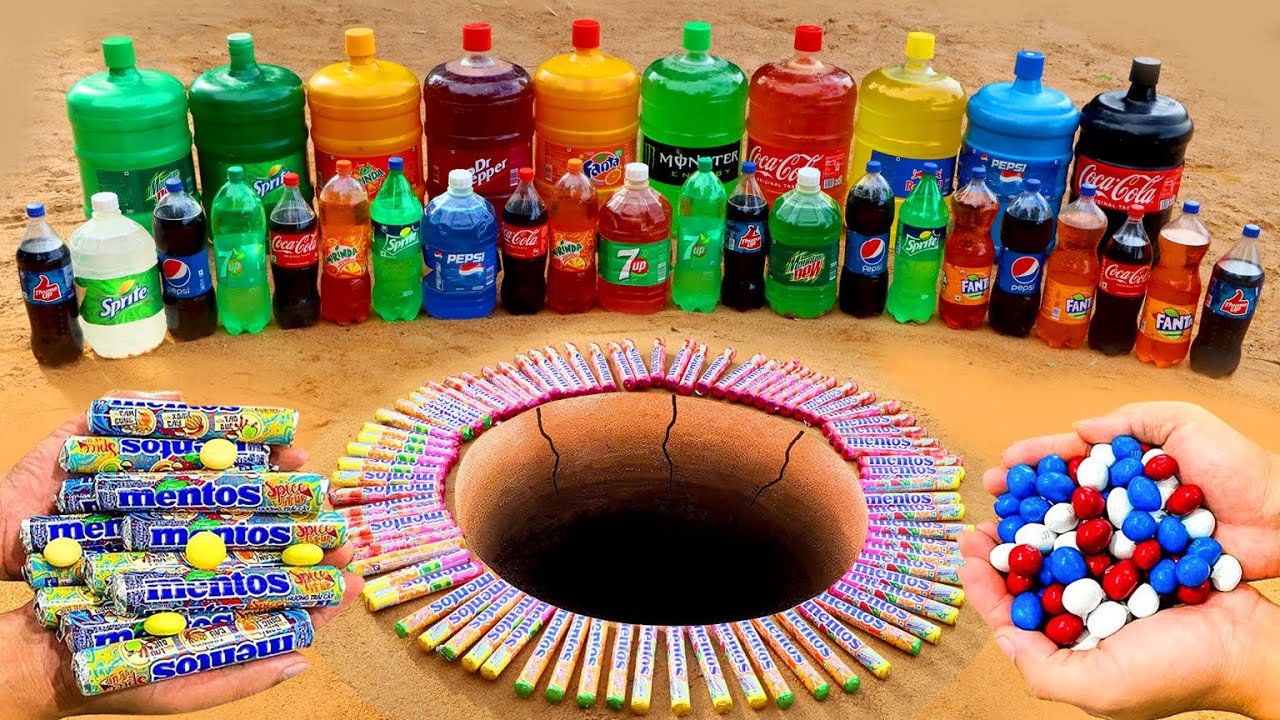 Experiment : Giant Coca Cola, Fanta, Sprite and Big Pepsi, Mirinda, 7up ...