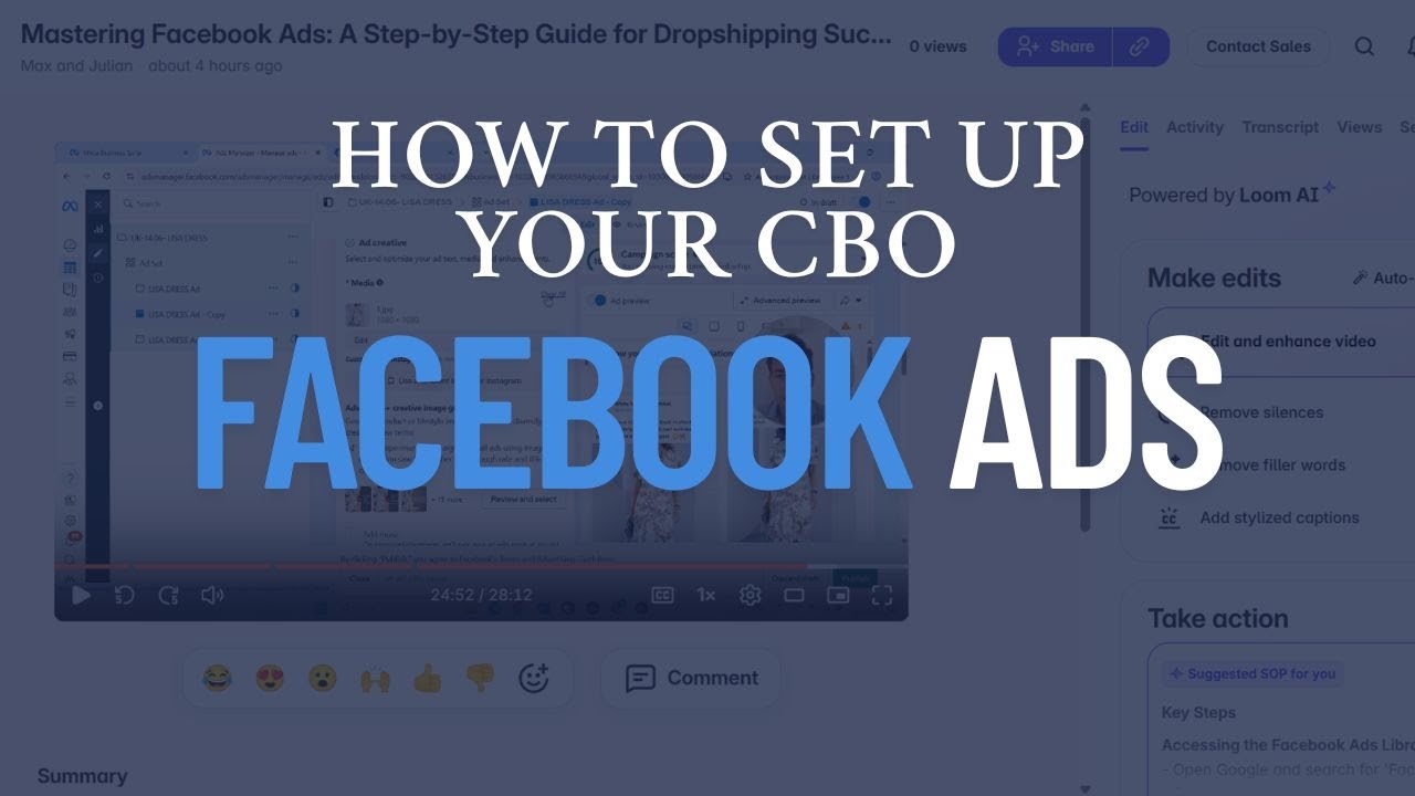 How to set up your first Facebook Ad CBO + editing creatives on ...