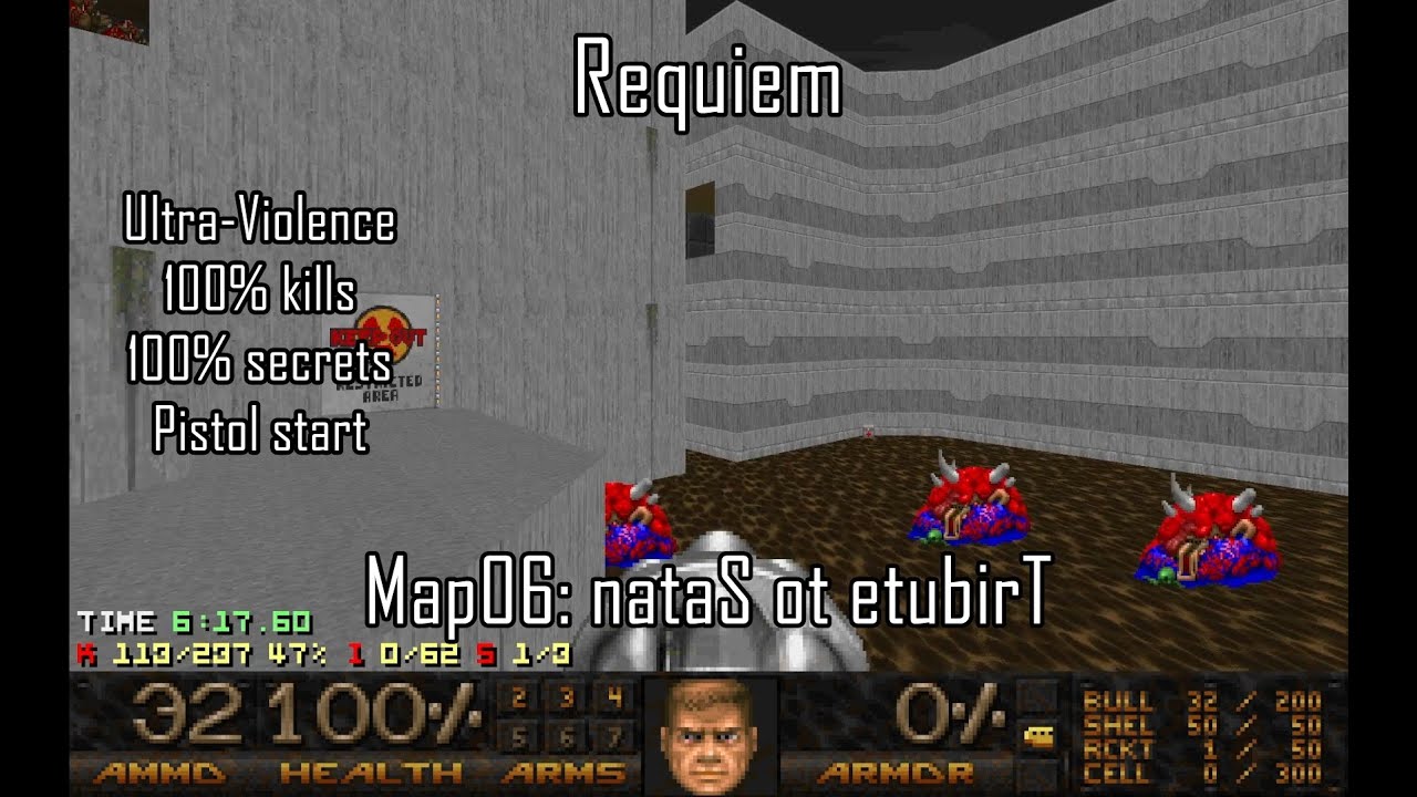Doom II: Requiem - Map06: nataS ot etubirT (Ultra-Violence 100%) - YouTube