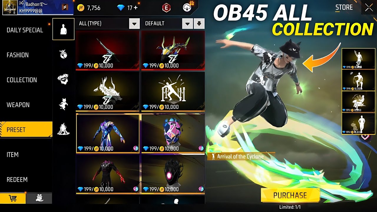 OB45 ALL FIRST LOOK COLLECTION ITEMS | OB45 ALL BUNDLE,WEAPON l FREE ...