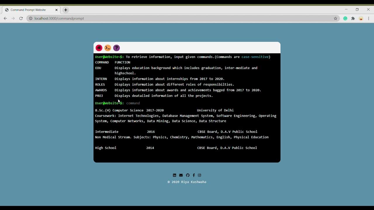 Portfolio Website: Command Prompt Interface - YouTube