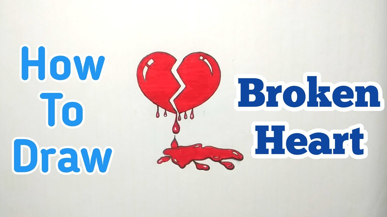 How To Draw A Broken Heart With Bleeding { Love Breakup Heart Drawing ...