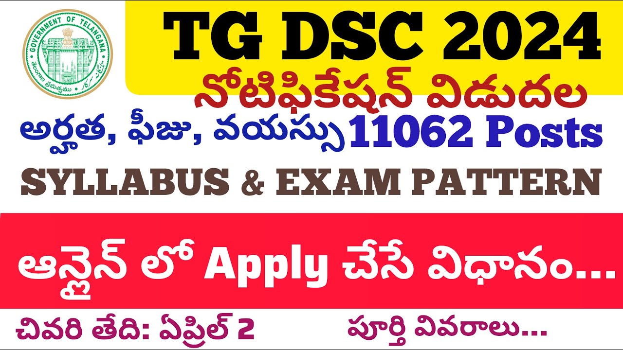 Telangana DSC Notification - 2024 Syllabus, Exam Pattern & How to apply ...